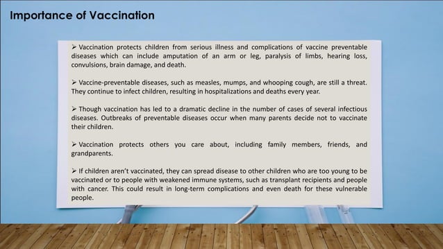 Importance of vaccination & immunization presentation | PDF ...