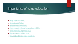 Importance of value education | PPTX