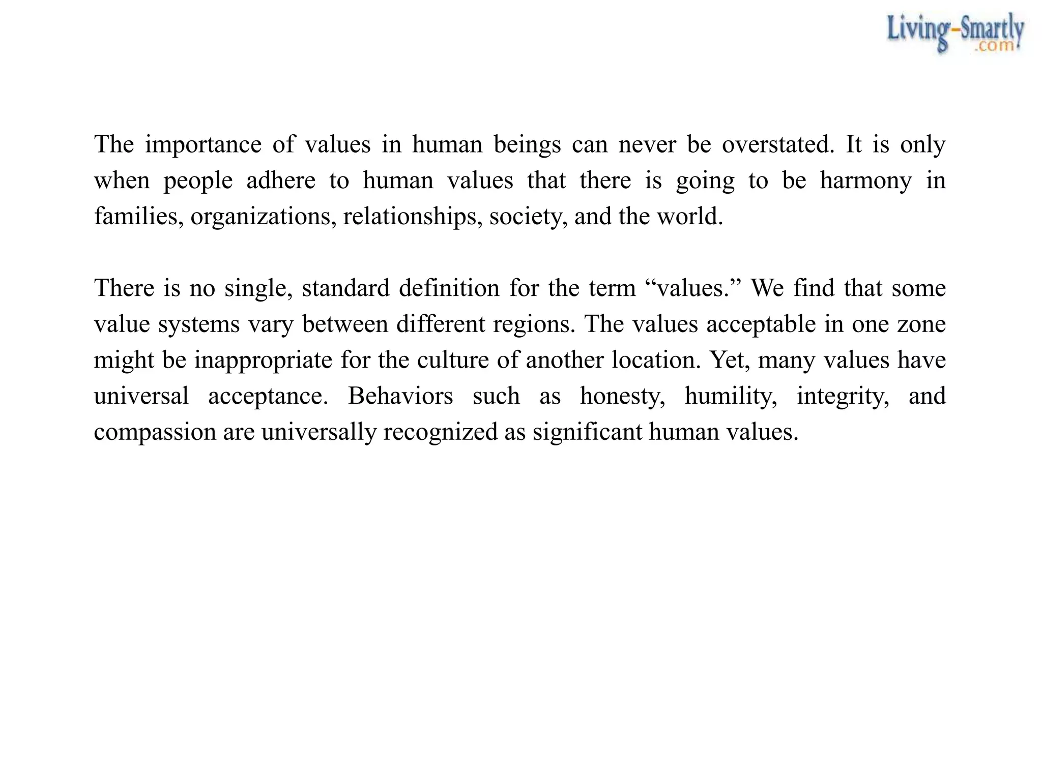 Importance Of Values In Human Beings | PPTX