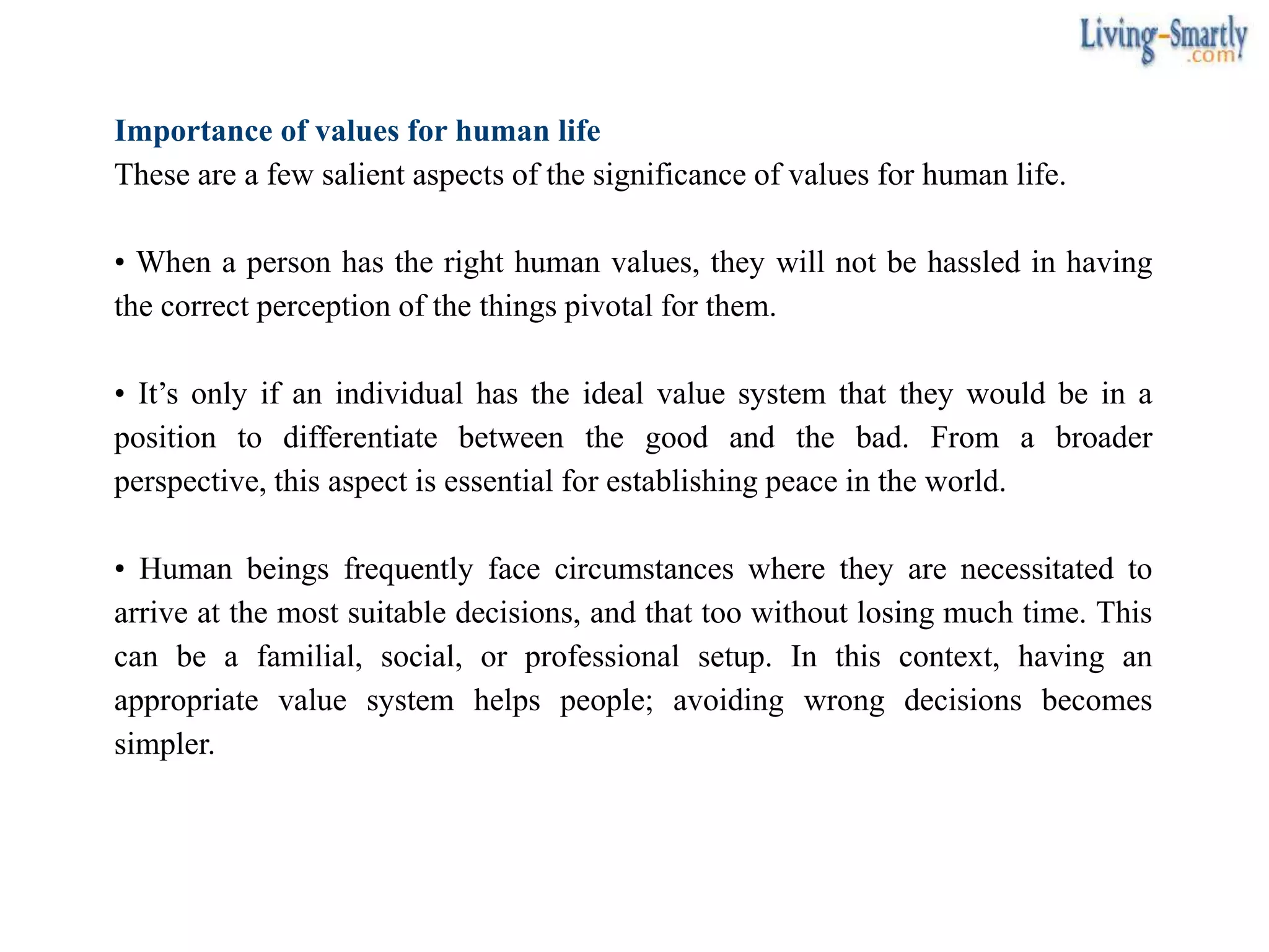 Importance Of Values In Human Beings | PPTX