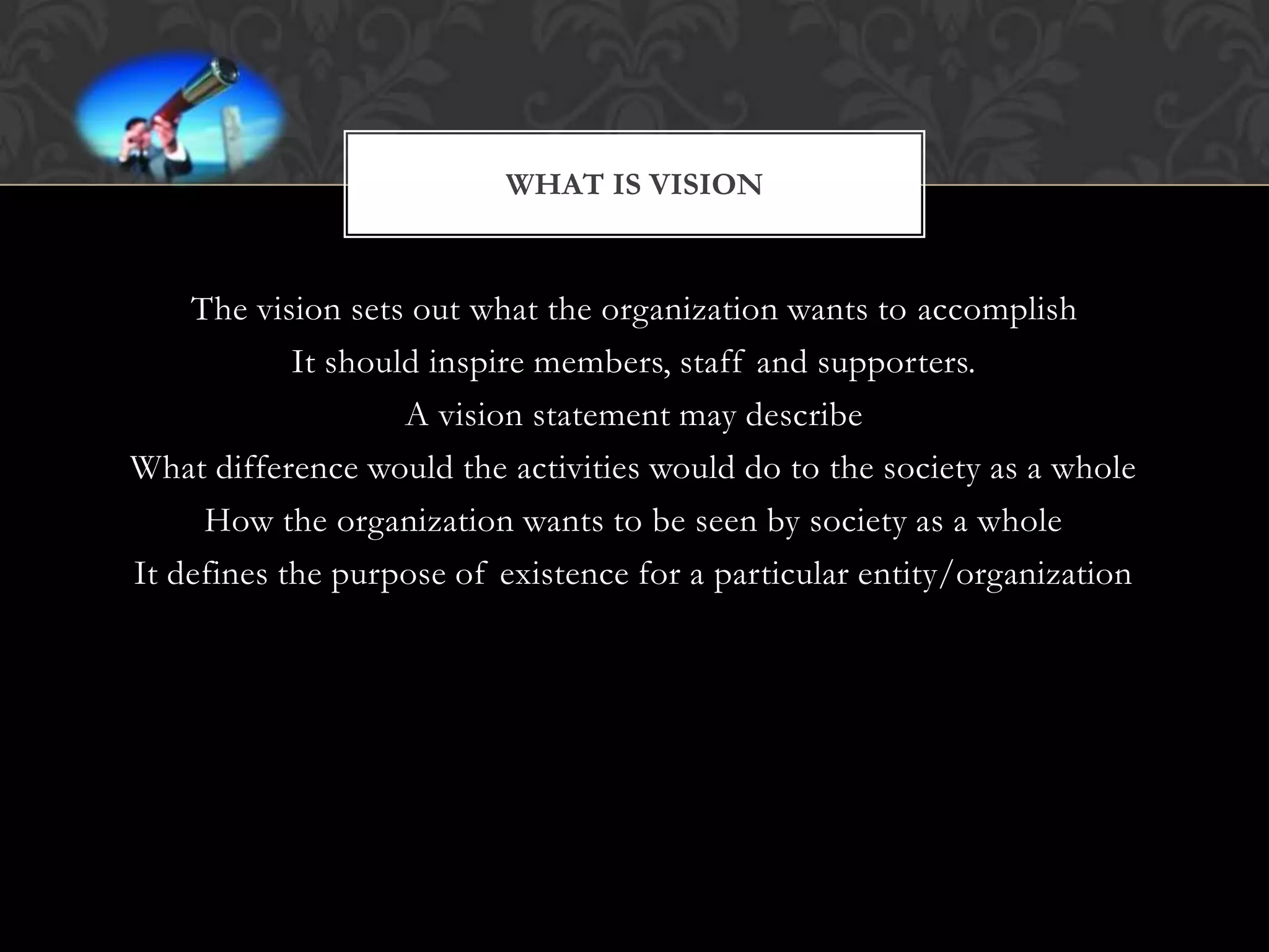 Importance of vision, mission values | PPTX