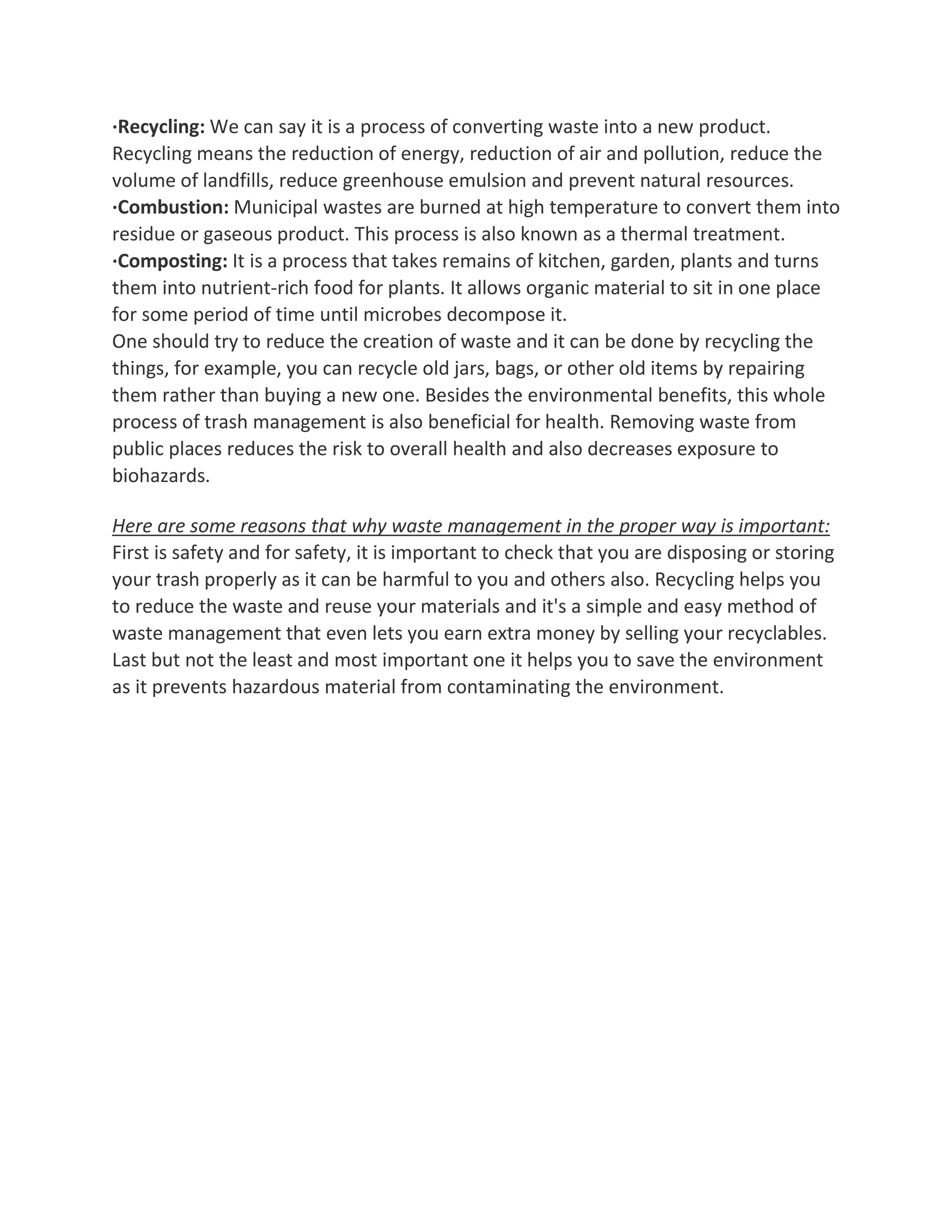 Importance of waste management | PDF