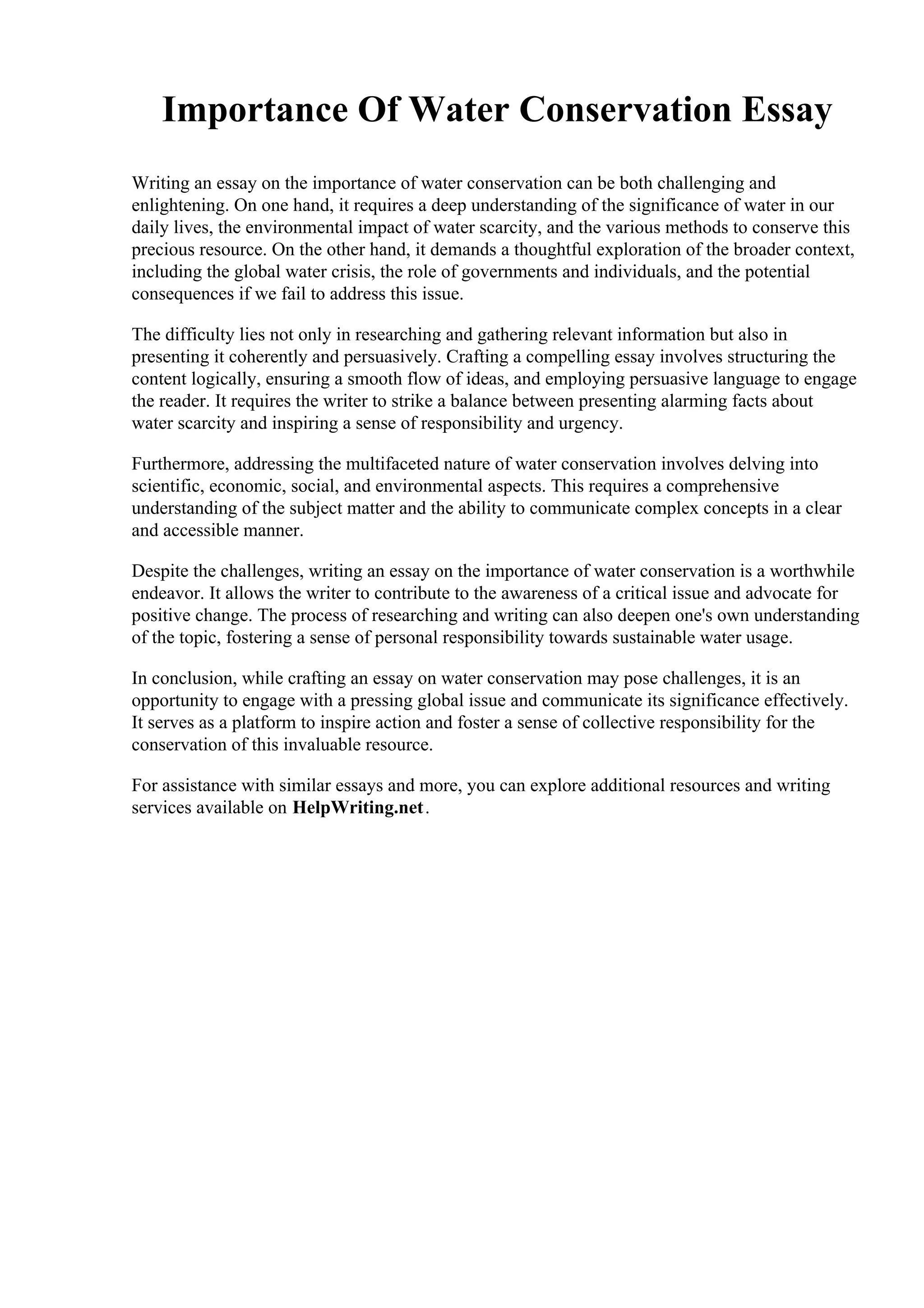 Importance Of Water Conservation Essay.pdfImportance Of Water ...