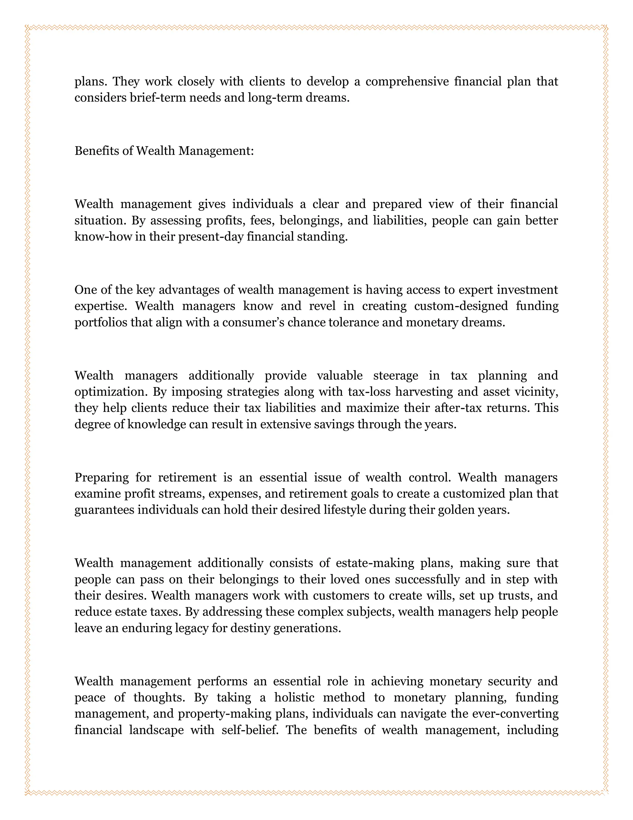 Importance of Wealth Management: Achieving Financial Security | PDF
