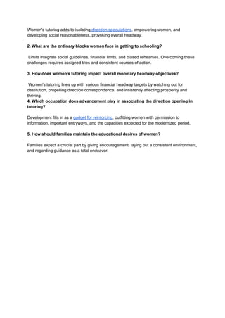 "Breaking Barriers: Transforming Lives through Women's Education" | PDF