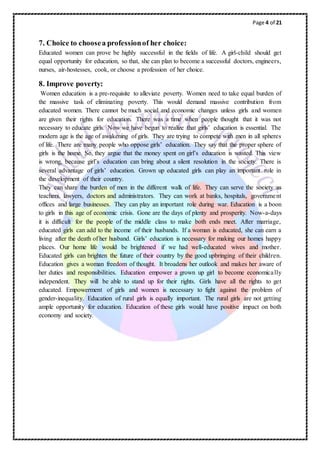 Importance of women literacy and development with respect to the views ...