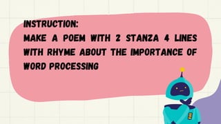 IMPORTANCE OF WORD PROCESSING JOHNKENNETHICT Computer Parts Classroom ...