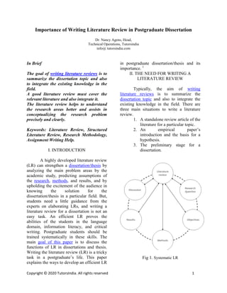 Importance of writing literature review in postgraduate dissertation ...
