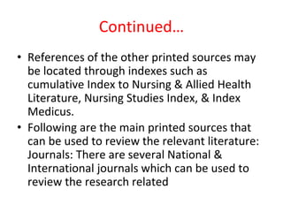 Importance & Sources of Review of Literature.pptx