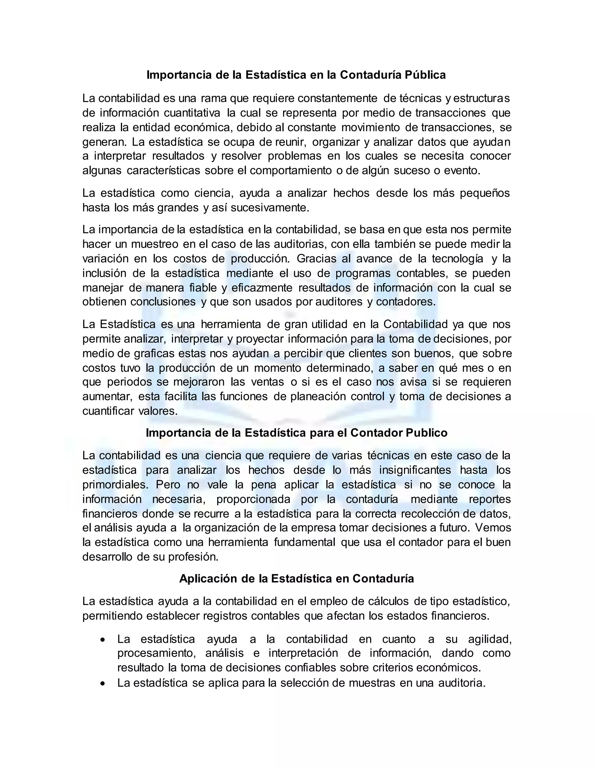 Importancia de la estadistica en la contabilidad josue sanchez 29896446 ...