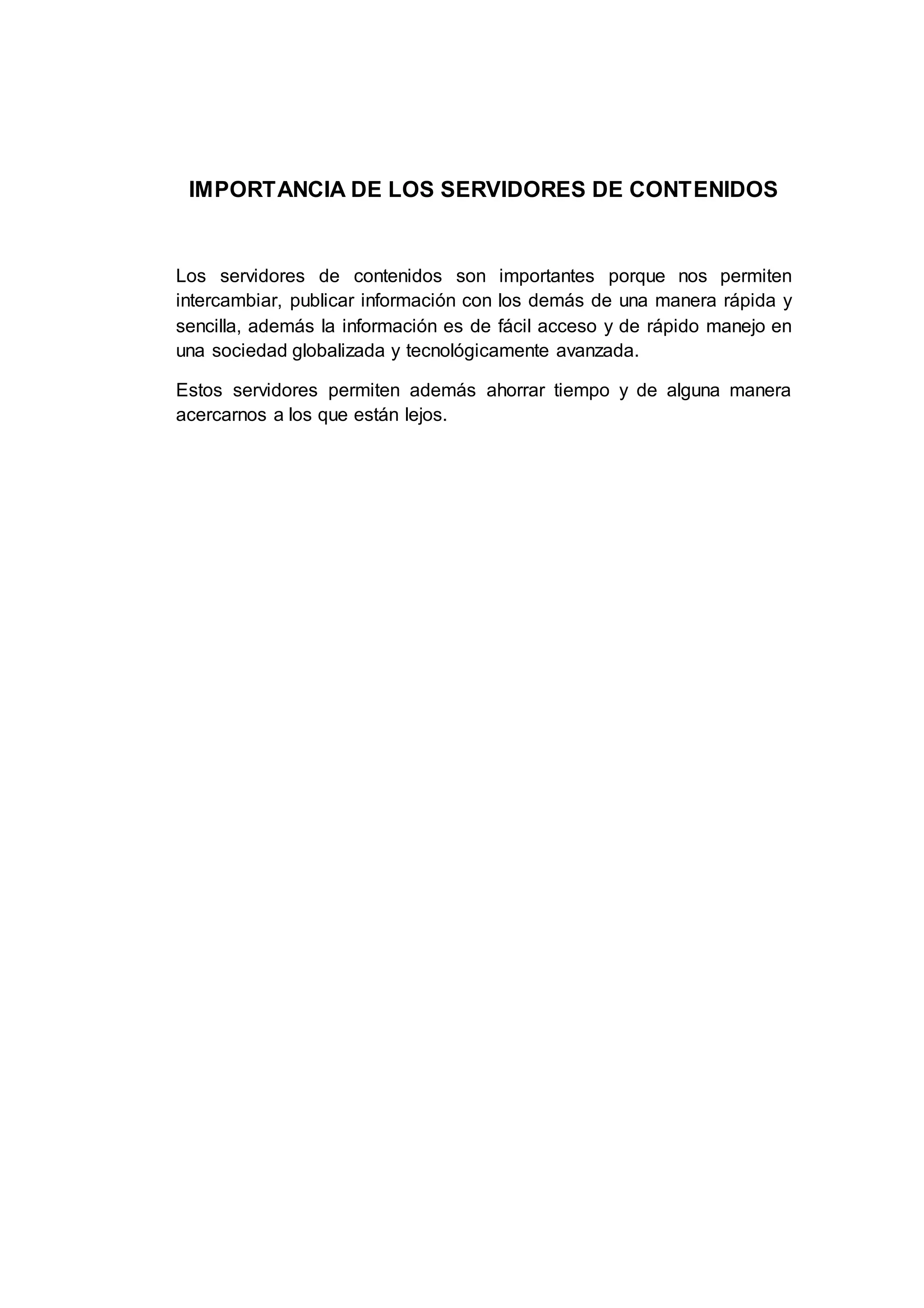Importancia de los servidores de contenido | PDF