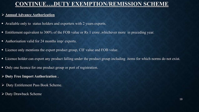 Import and Export Duty Benefit schemes and Availing procedures.pptx ...