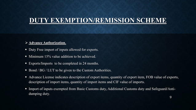 Import and Export Duty Benefit schemes and Availing procedures.pptx ...