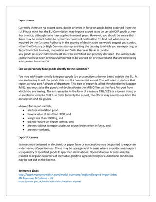Import and Export laws for UK | PDF