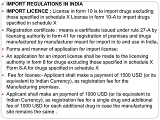Import and export of drugs in india | PPTX