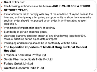 Import and export of drugs in india | PPTX