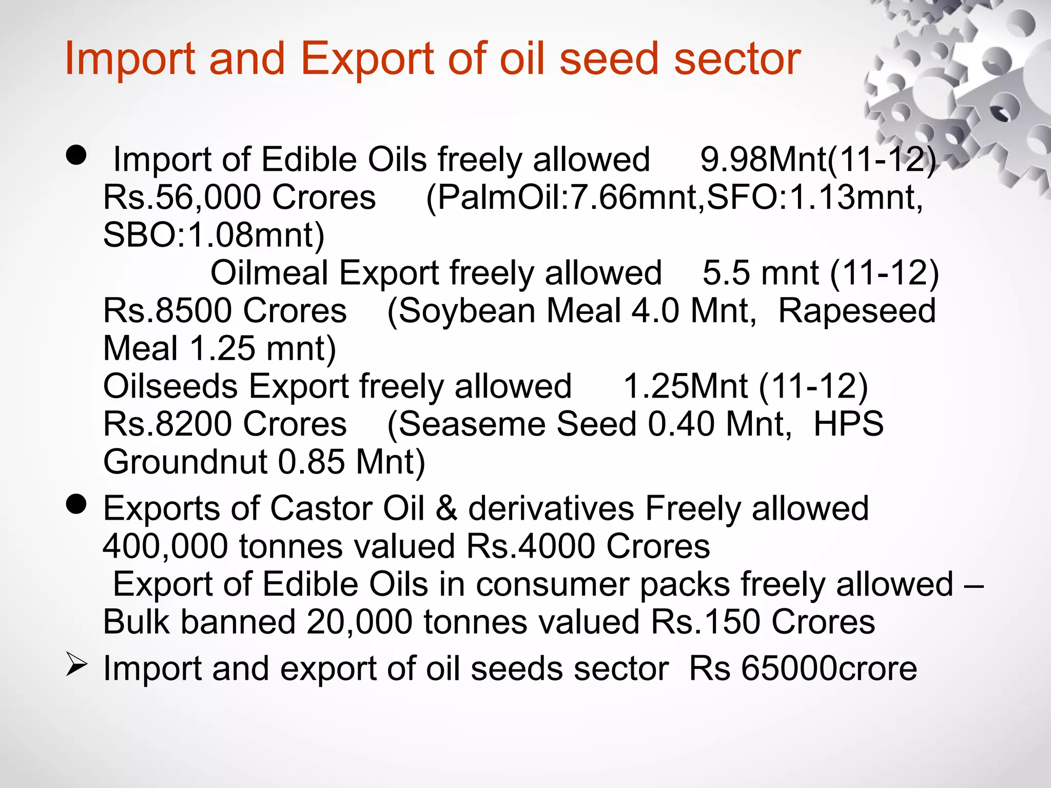 Import and export of oil seeds into india | PPT