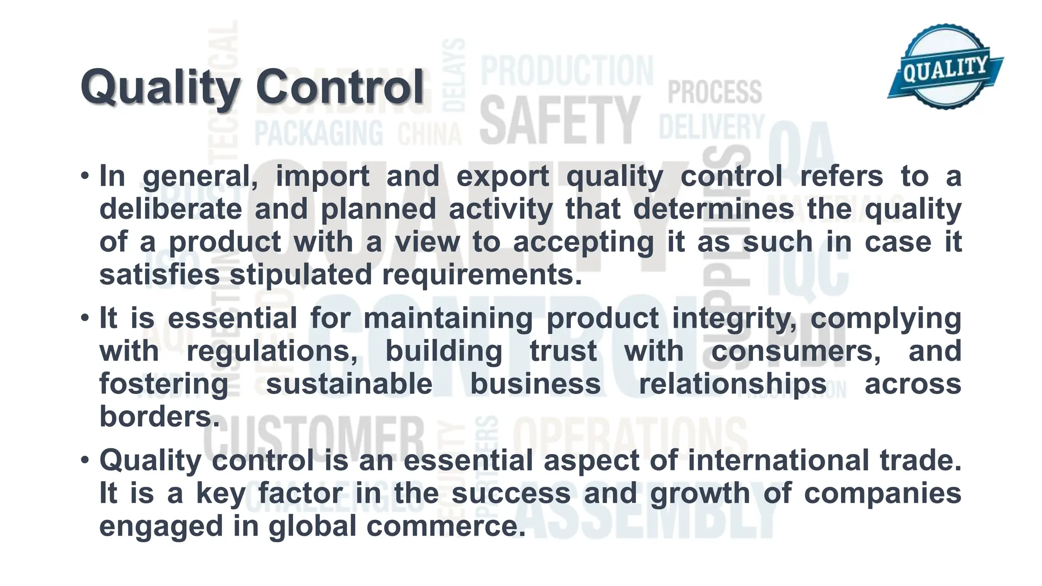 Import and Export Quality Control | PPSX