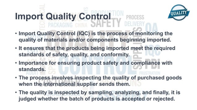 Import and Export Quality Control | PPSX