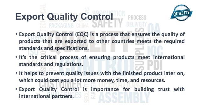Import and Export Quality Control | PPSX