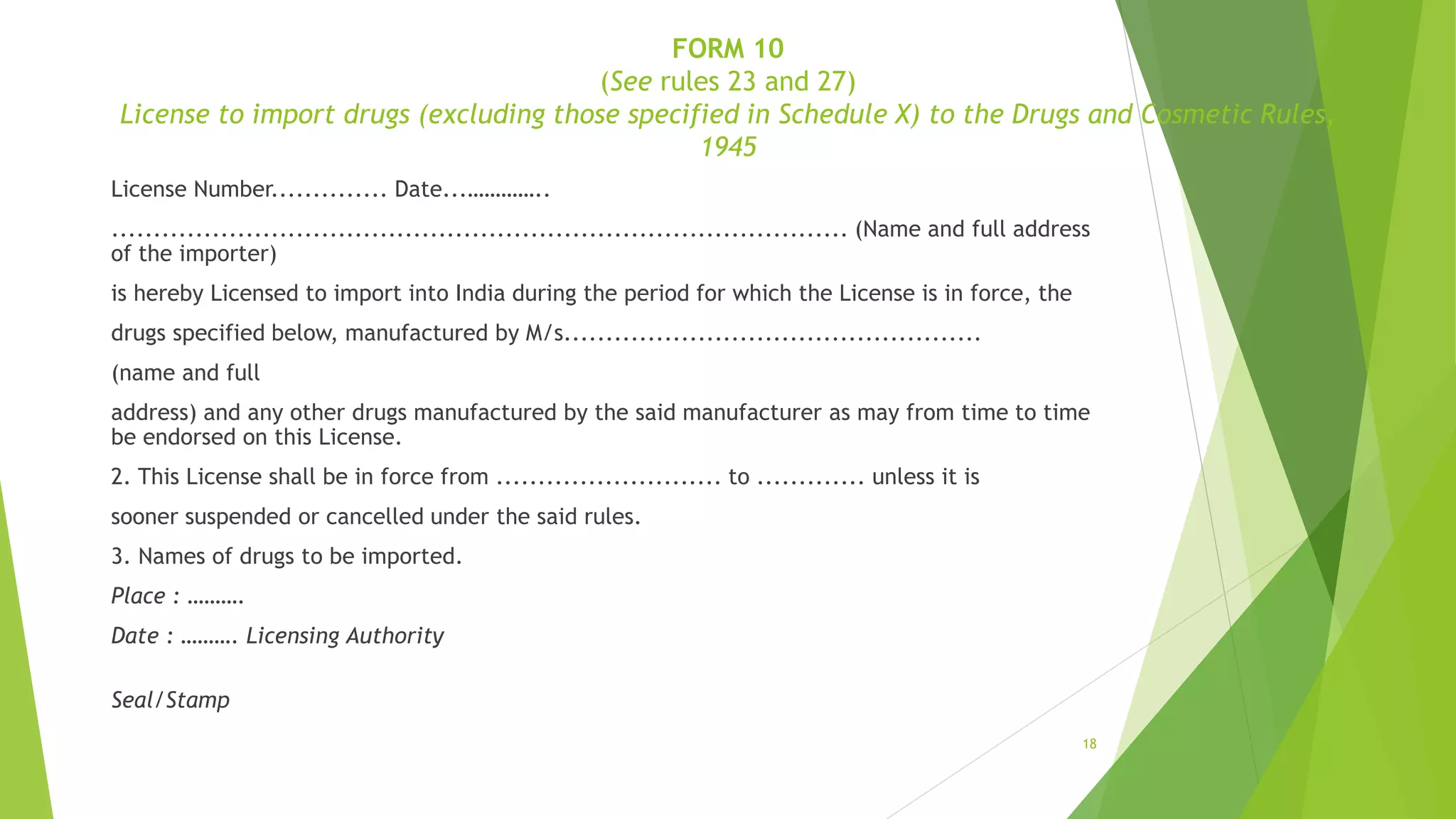 Import and registration of drugs | PPTX