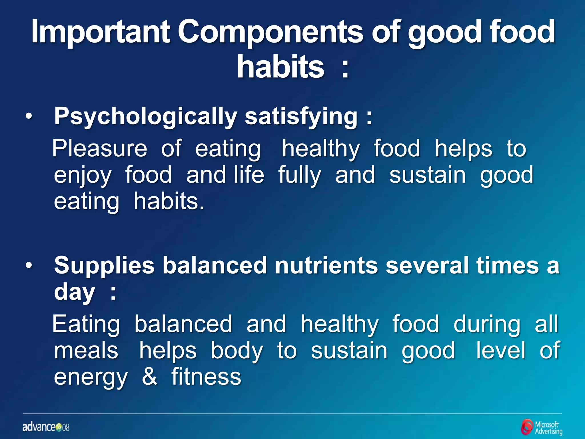 Important Components Of Good Food Habits-2 | PPTX