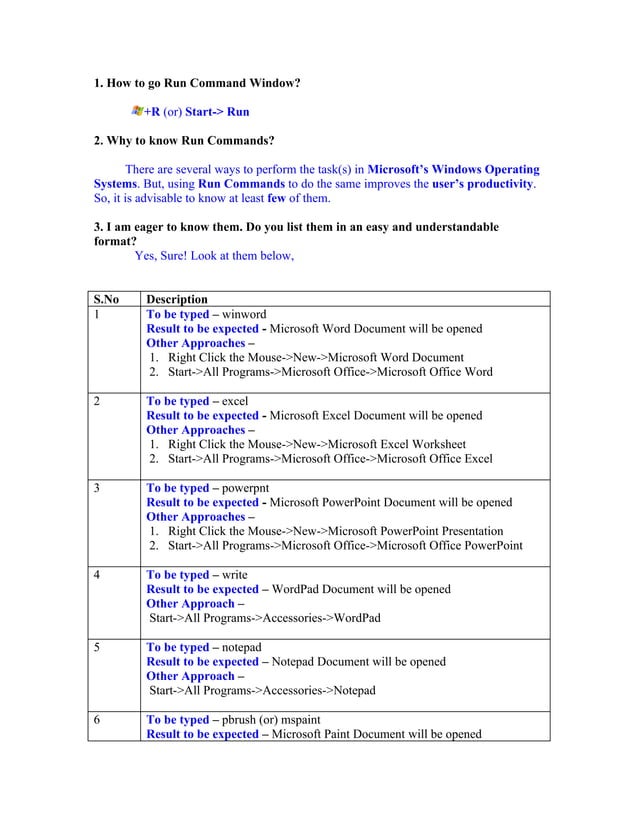 Important Run Commands | PDF