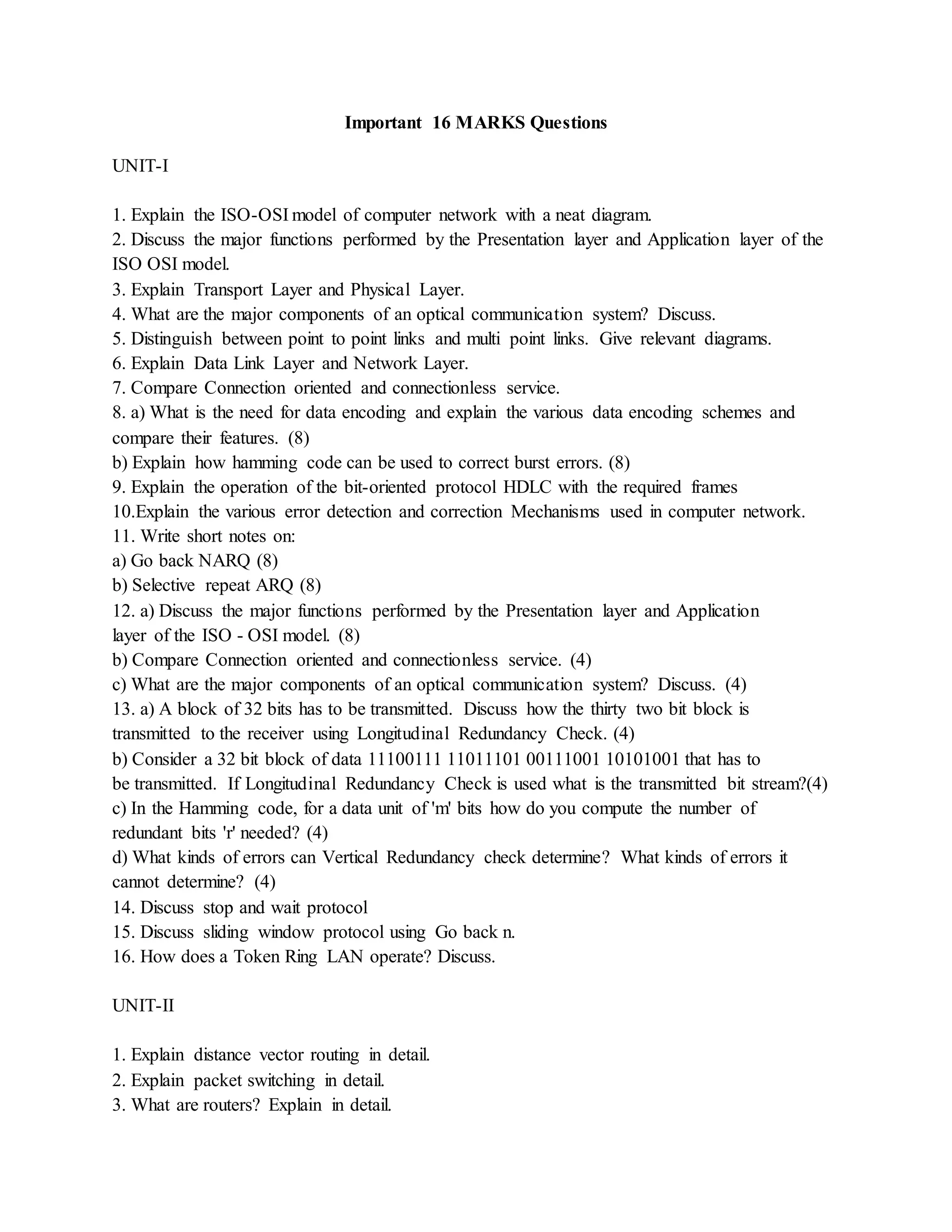 Important 16 marks questions | DOCX