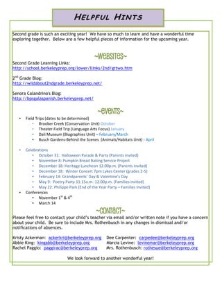 Important 2nd grade information pages blog | PDF