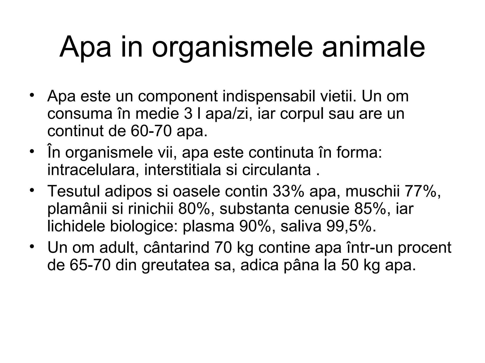 Importanta Apei In Lumea Vie | PPT