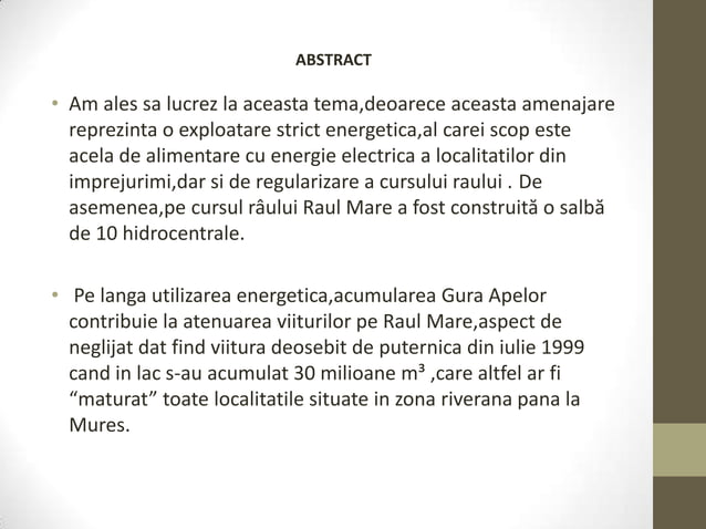 Importanta amenajarii raului raul mare | PPT