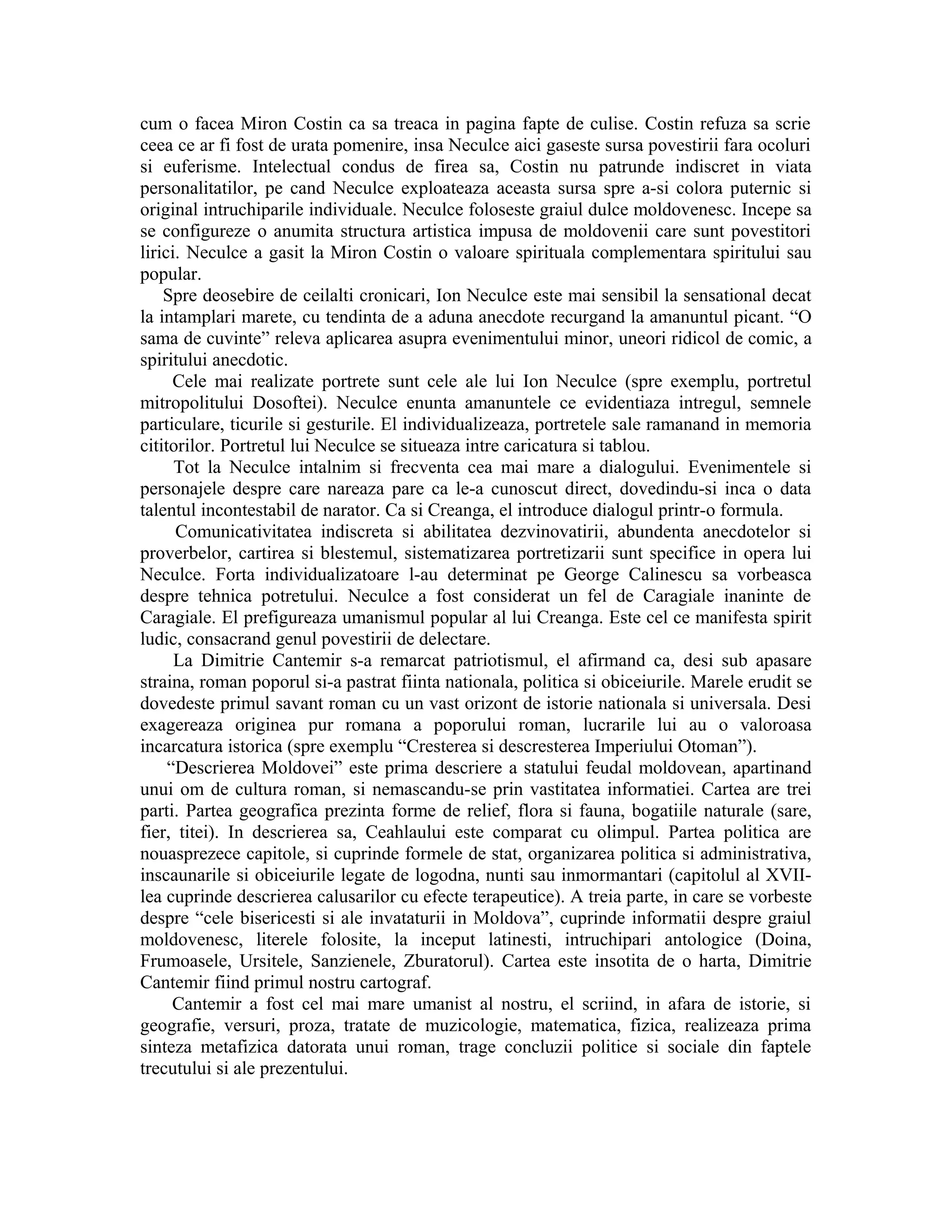 Importanta marilor cronicari romani | DOC