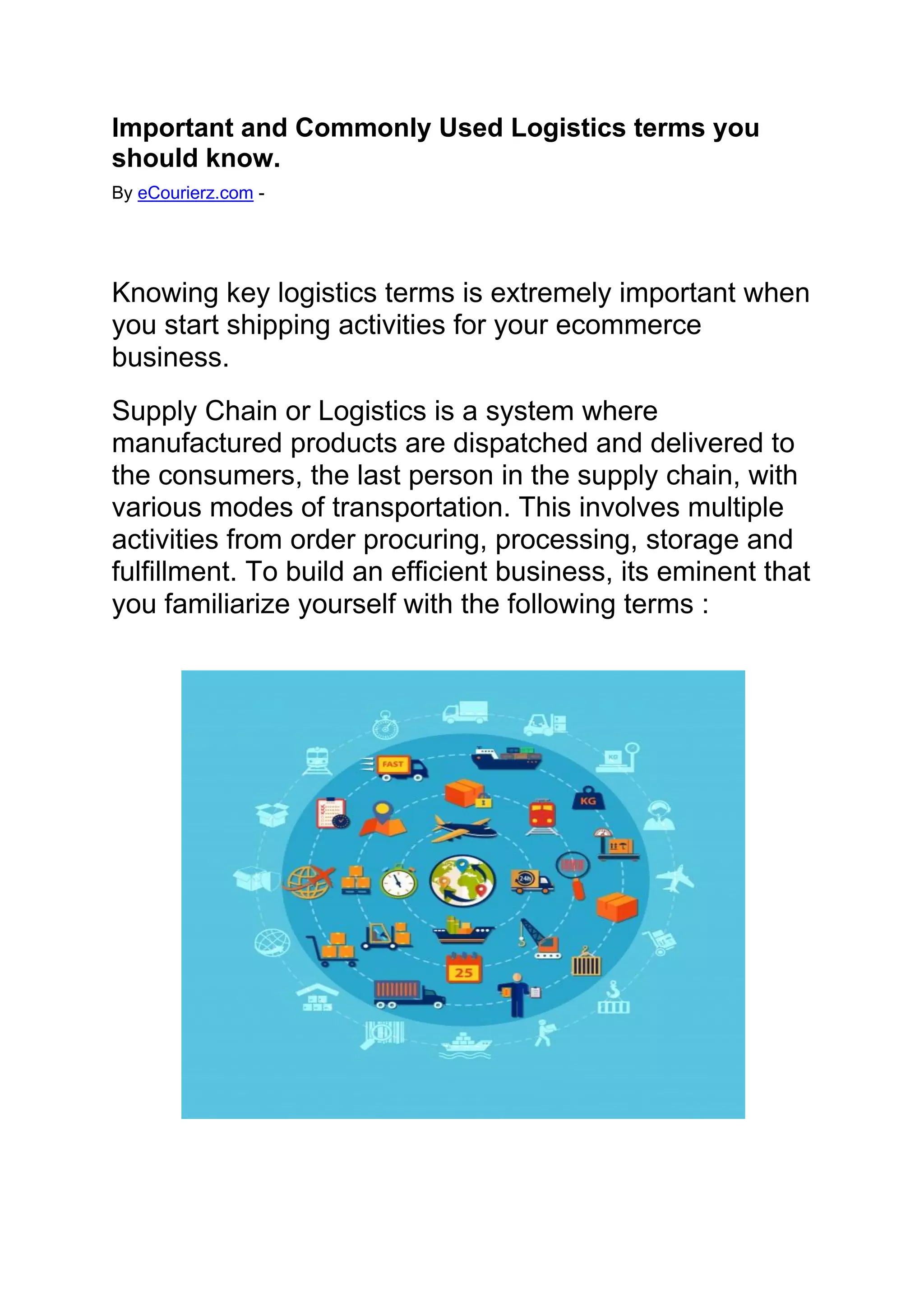 Important and commonly used logistics terms you should know converted | PDF
