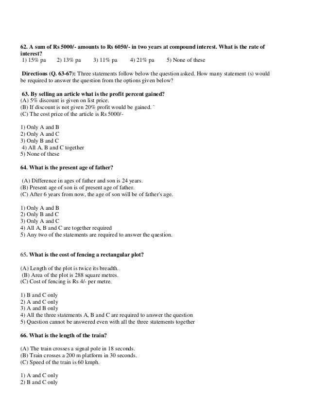 Important Aptitude Questions Which Are Asked In The Infosys Placement