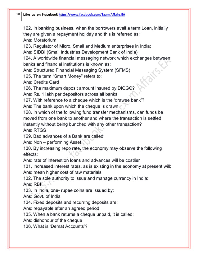 Important banking awareness questions | PDF