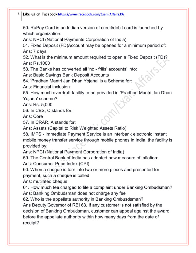 Important banking awareness questions | PDF