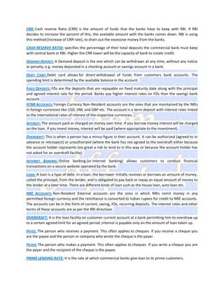 Important Banking Terms / Definitions | PDF