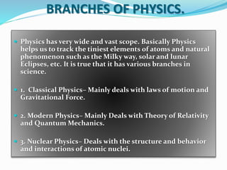 Important Branches of Physics for Students | PPT