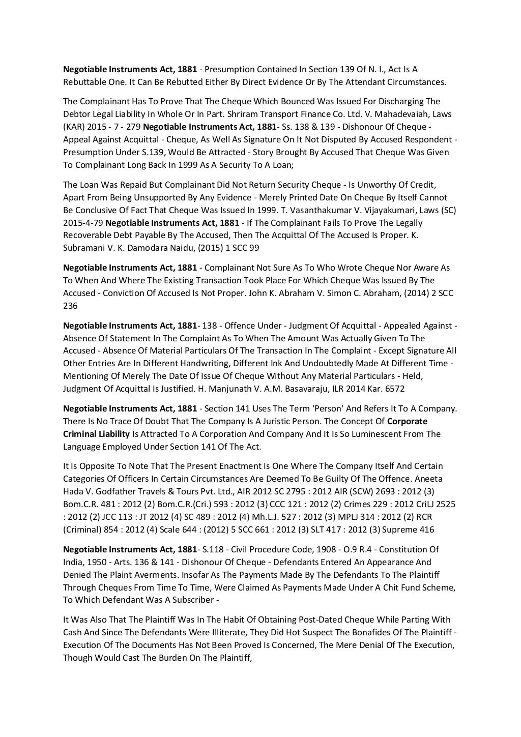 Important Case Laws On Negotiable Instruments Act 1881.pdf