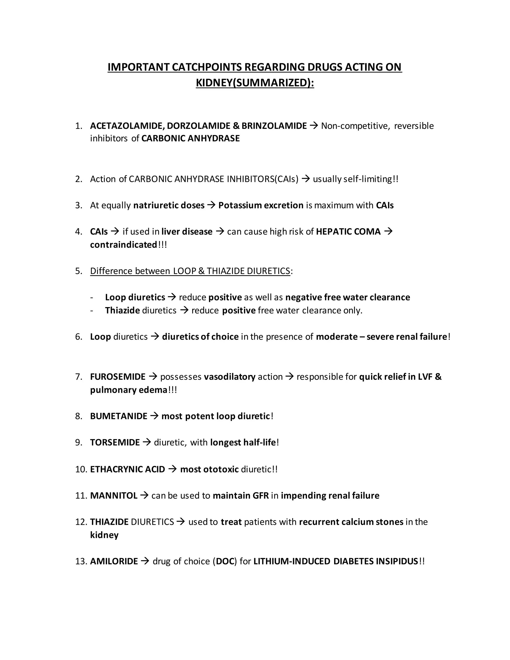 Drugs acting on kidney: All you need to know, by RxVichuZ! | DOCX
