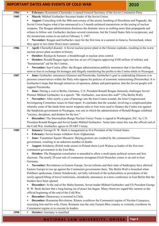 Important dates and events of cold war | PDF