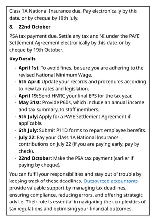 Important Dates Every Employer Should Know | DOCX