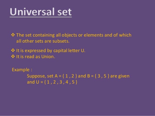 Universal set and Subset