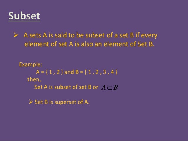 Universal set and Subset