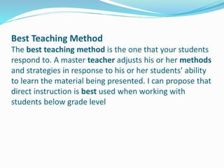 Important & effective teaching methods and techniques | PPTX