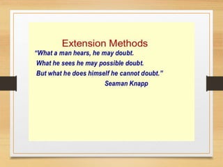 Important extension methods A Presentation By Mr Allah Dad Khan Former ...