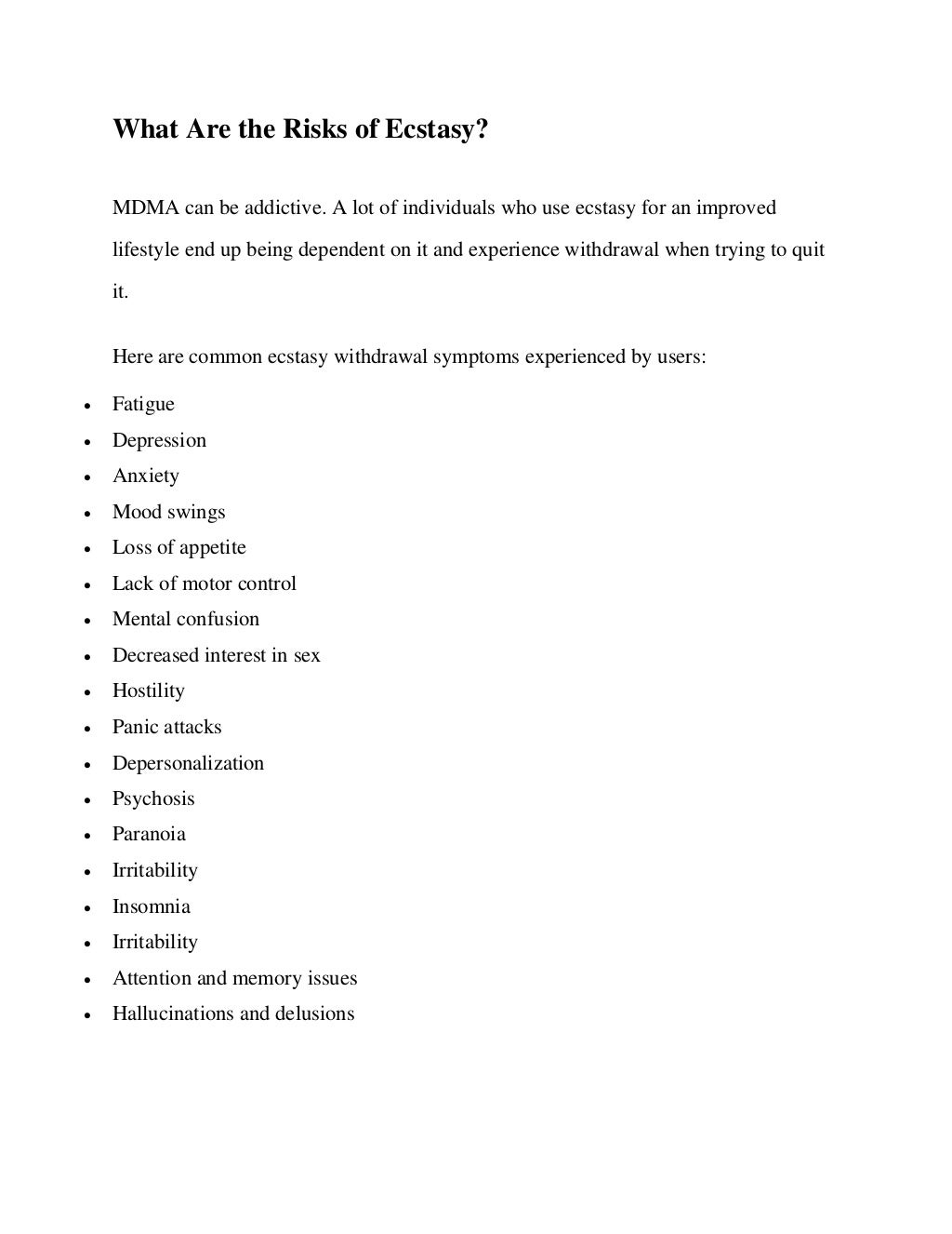 Important Facts About Ecstasy (MDMA) Pill