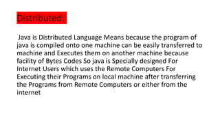 Important features of java | PPTX | Computing | Technology & Computing
