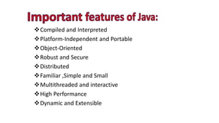 Important features of java | PPT