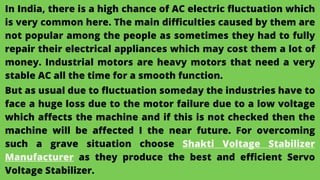 IMPORTANT FEATURES OF SHAKTI SERVO VOLTAGE STABILIZER | PPT